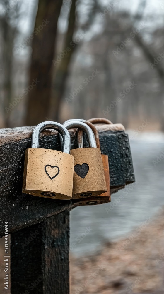 A series of colorful locks on a bridge represent personal love stories ...