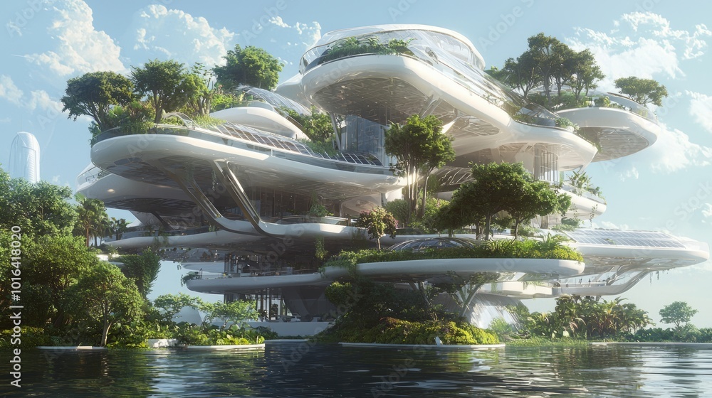 Progressive Urban Oasis: Photorealistic Concept Art of Futuristic Mixed ...