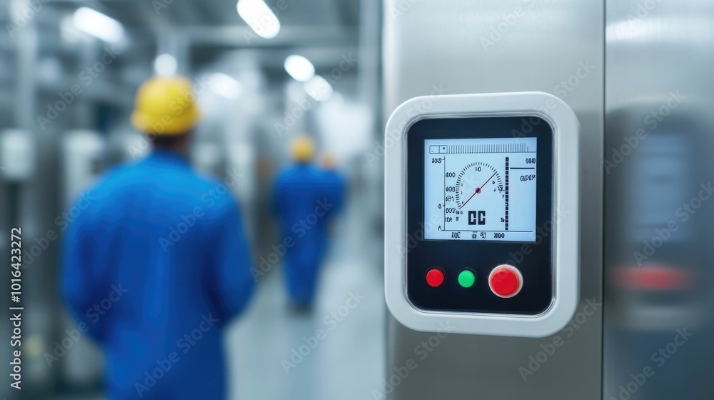 Digital sensors and control panels displaying temperature humidity and ...