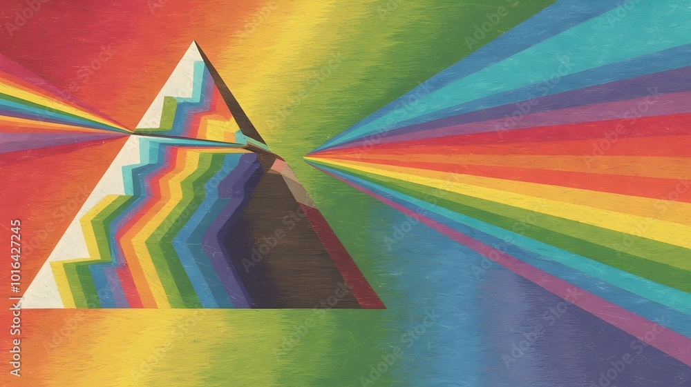 Prism splitting spectrum colors with color gradient background Stock ...