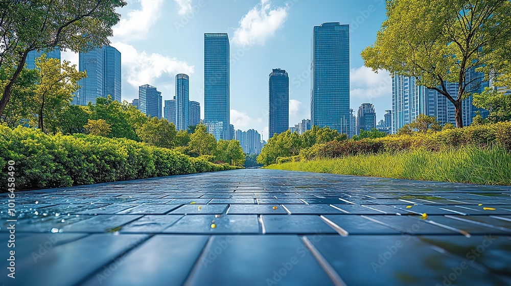 a modern urban cityscape showcasing sustainable infrastructure,solar ...