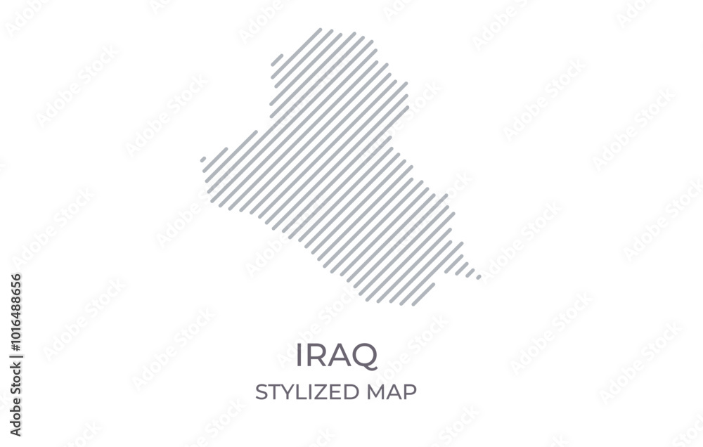 Stylized linear map of Iraq in minimalistic style. Vector illustration ...