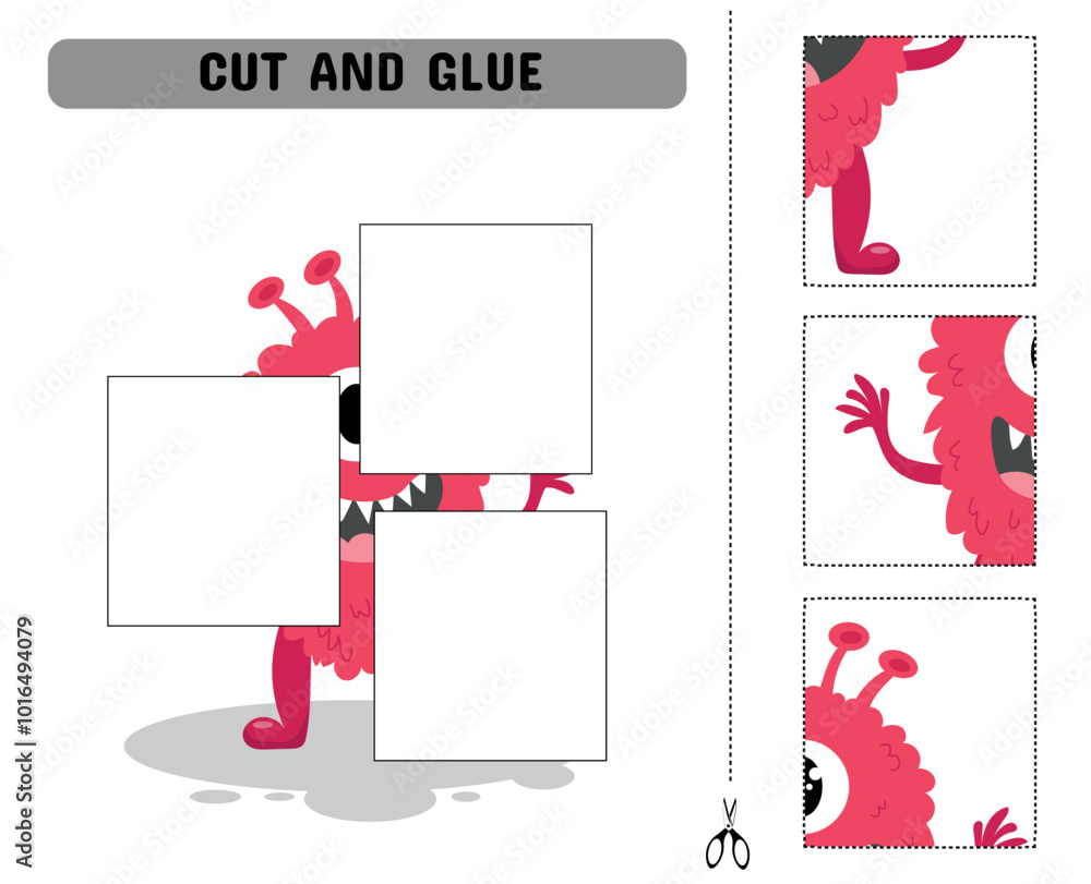 Cut and glue the parts of the monster in this educational children's ...