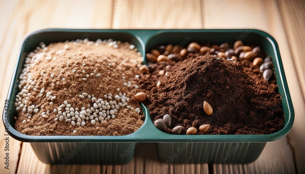 vegetable seeds with a mix of coco coir, peat, and perlite, showcasing ...