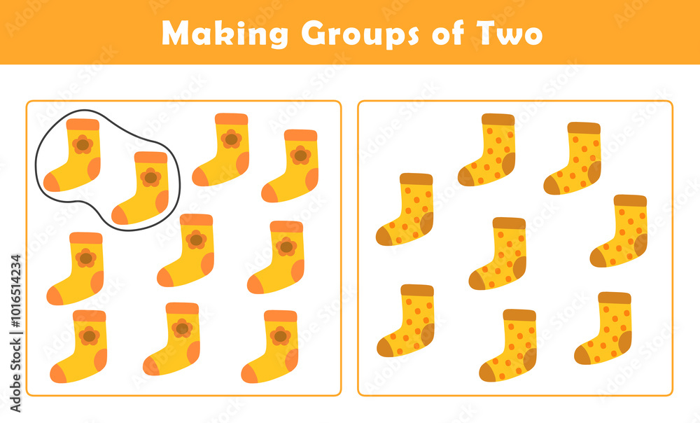 Making Groups of Two Worksheet. Grouping Picture Math Activity for Kids ...