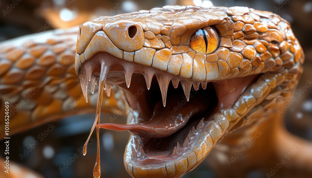 Venomous Snake Coiled and Ready to Strike A Close-Up View of a Snake ...