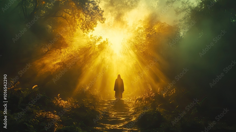 jesus christ as holy saviour beautiful light ray as power and sanctity ...