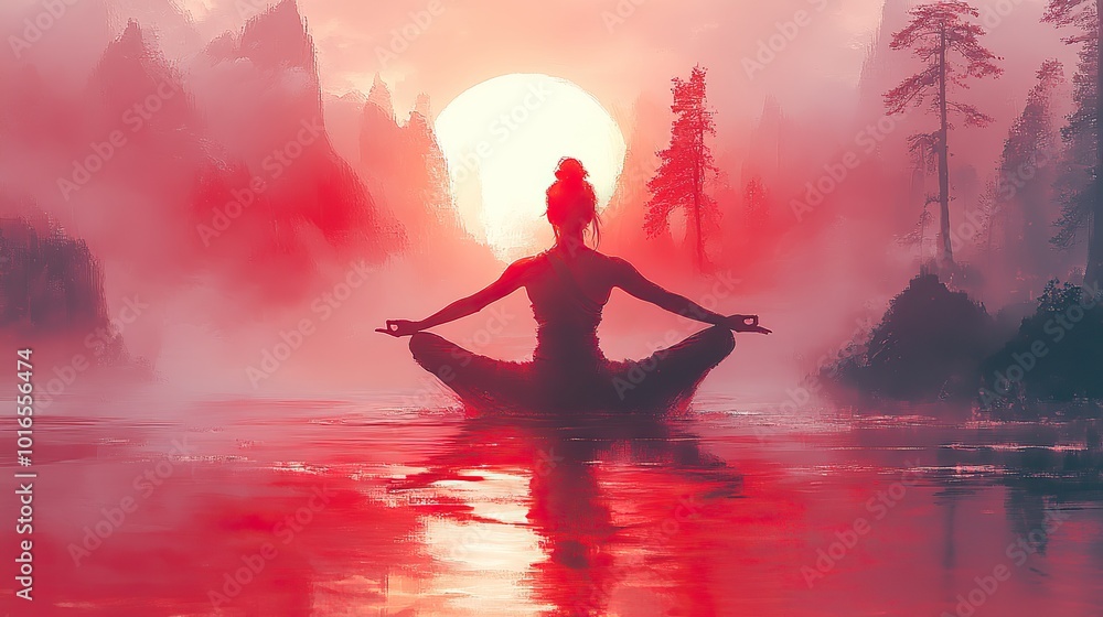 person performing the warrior pose virabhadrasana depicted,a strong and ...