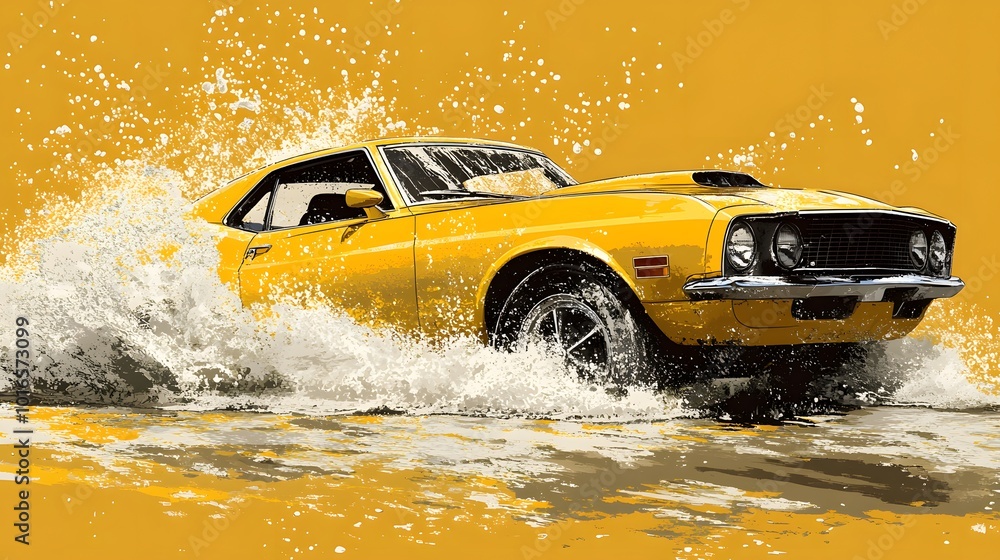 Car wash poster featuring shiny clean car with soap suds Stock ...