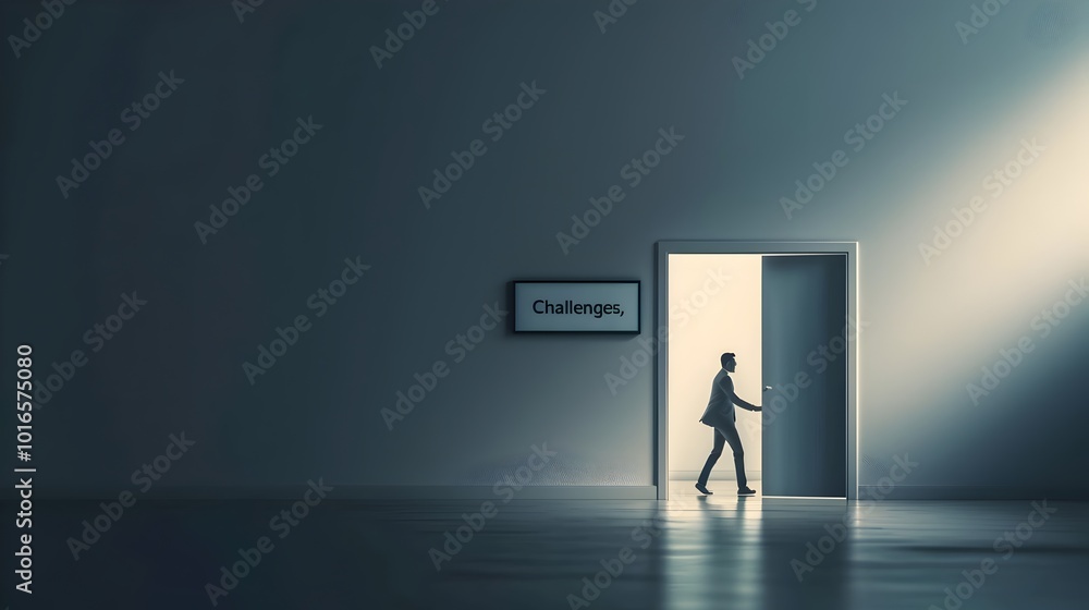 Businessman Pushing Through Challenges to Reach His Goals Stock Photo ...