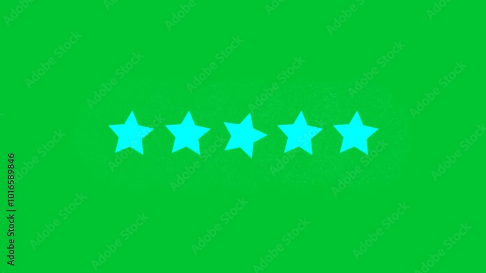 Five star review and rating Flat design animation showing customer satisfaction. Five star flat ...