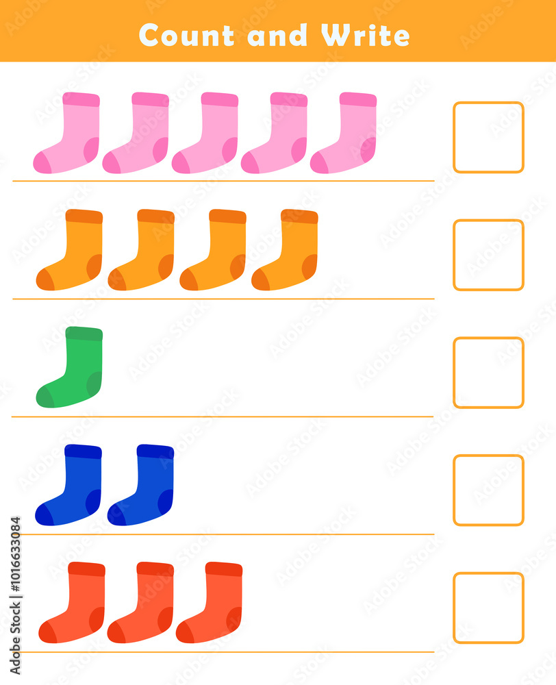 Count and write numbers 1-5. Counting objects worksheet for kids ...