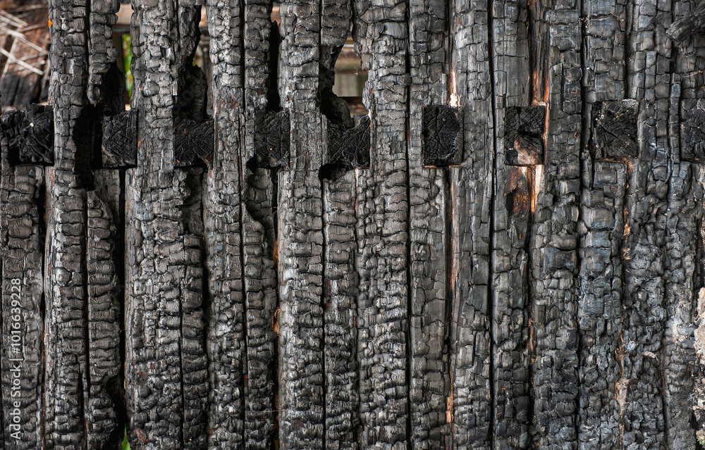 Burnt wood texture provides a dramatic contrast and serves as a rustic ...