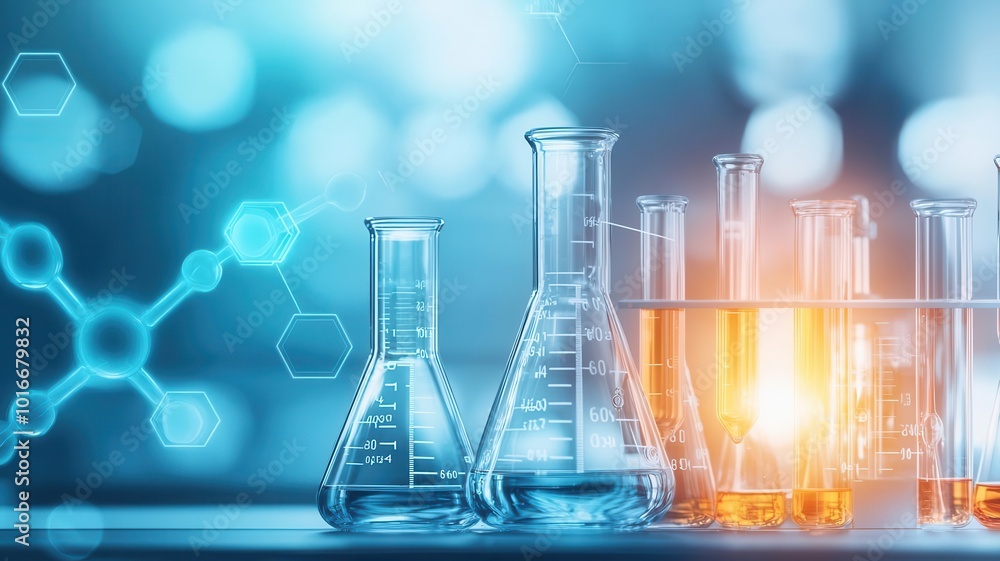 Chemical substance synthetic concept. Brightly colored chemical ...