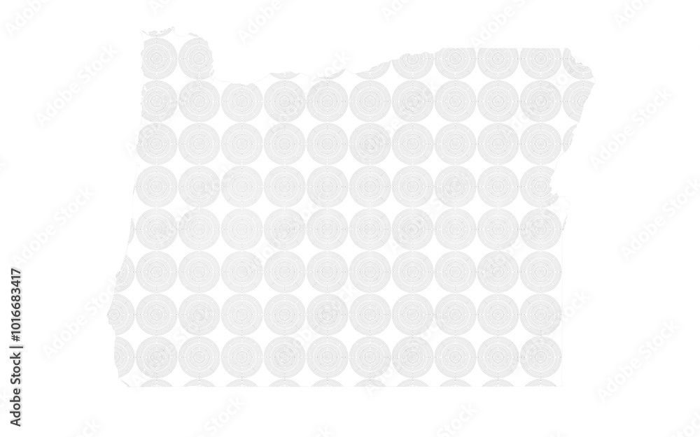 Symbol Map of the State Oregon, showing the state with concentric ...