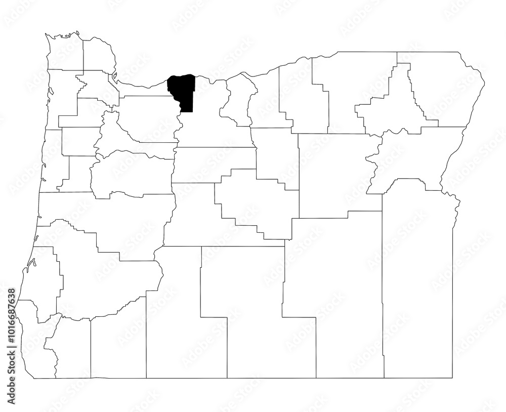 Map of hood river County in Oregon state on white background. single ...