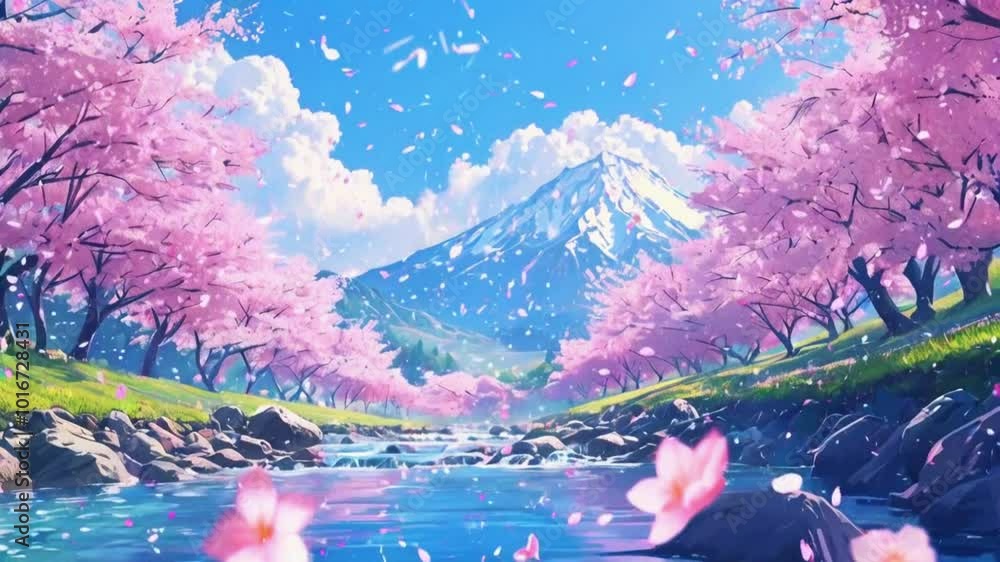 Animated virtual backgrounds cozy tranquil mountain range with the sun ...