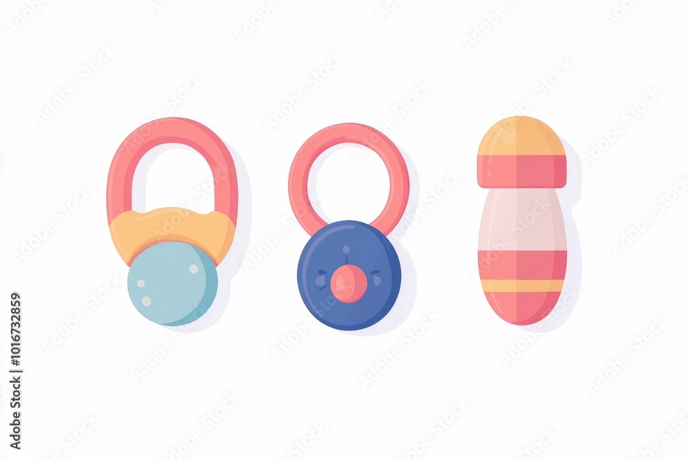 Simplified depicting a group of essential baby care items including a ...