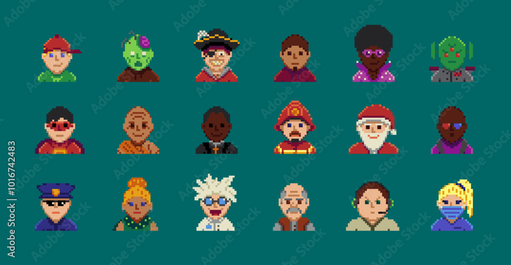 Avatar pixel characters, youth men and women, cartoon vector icons ...