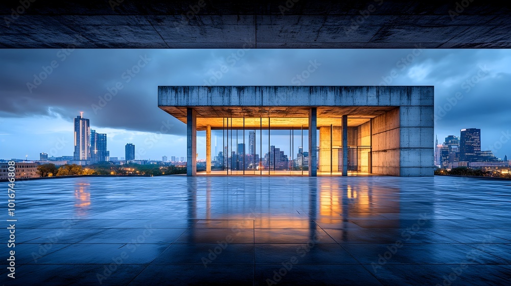 Imposing Brutalist Concrete Architecture in Urban Moody Landscape ...