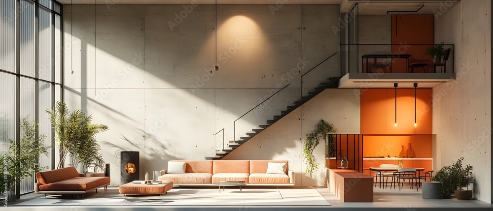 Cutting edge interior design showcasing a minimalist and modern living ...