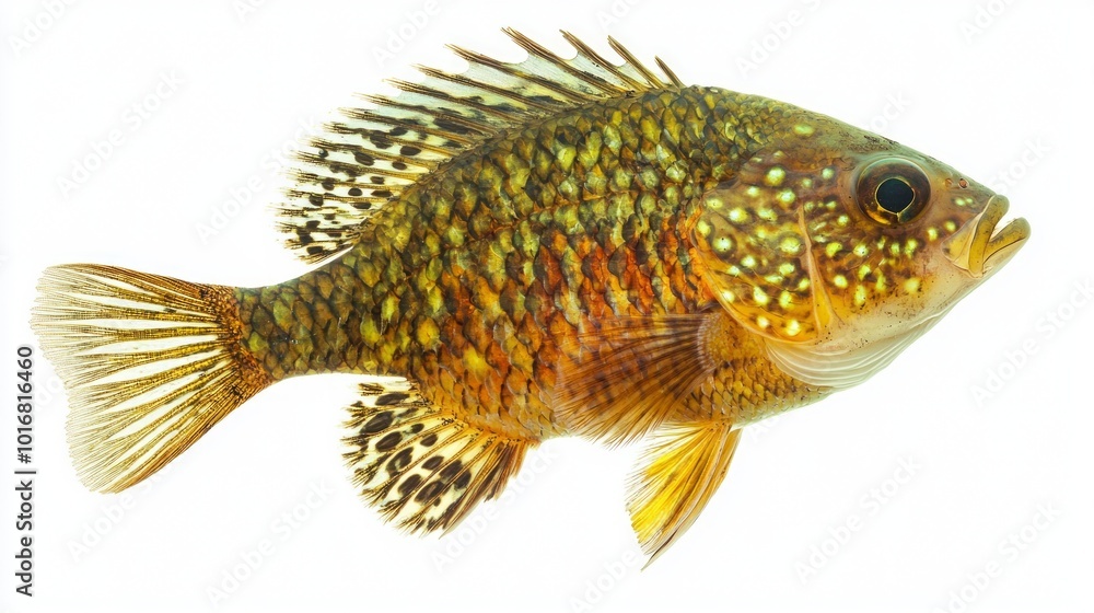 vibrant Pumpkinseed Sunfish displays its striking colors and unique ...