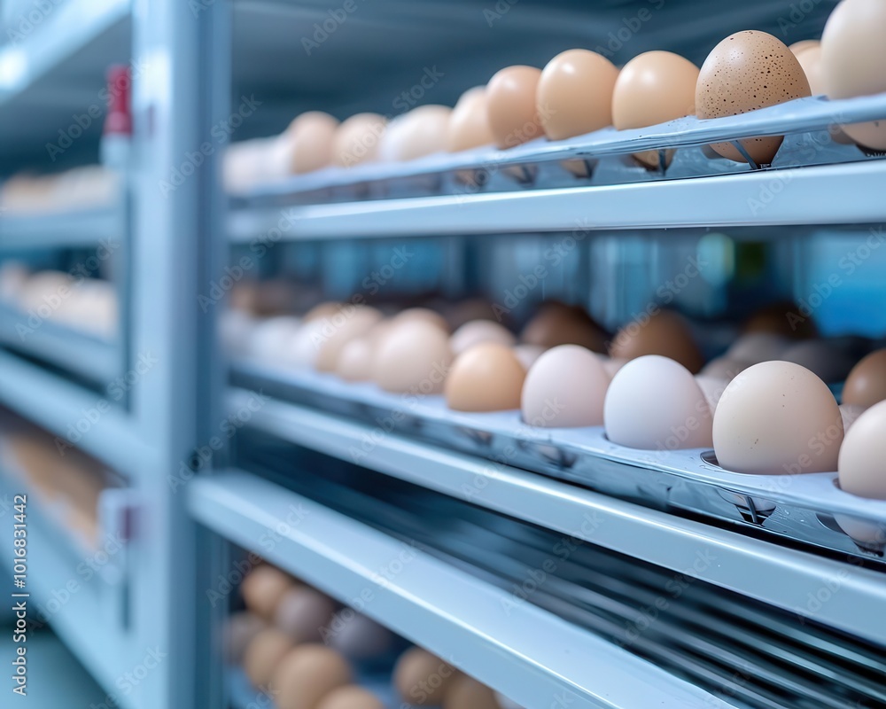 IoT-connected incubators in an egg hatchery, allowing real-time ...