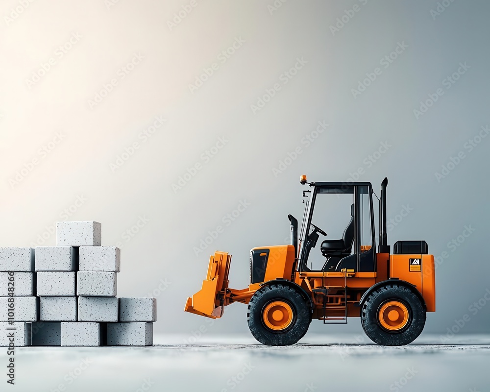 Loader with a smart control system, lifting concrete blocks in a high ...