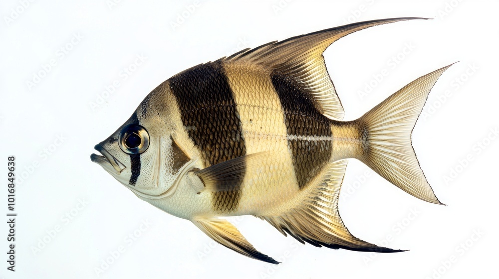 Atlantic Spadefish displays its characteristic black and white stripes ...