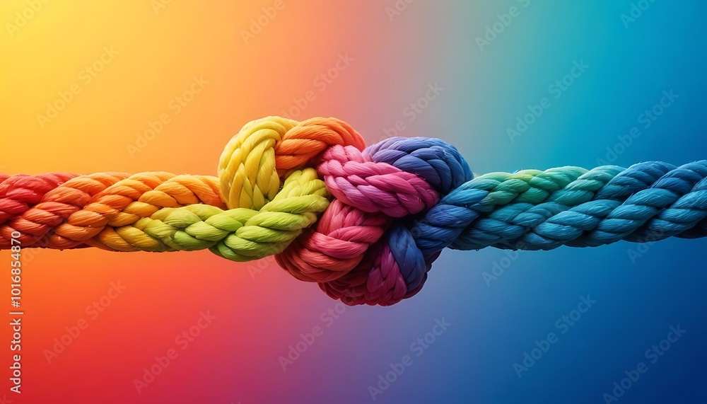 Team rope diverse strength connect partnership together teamwork unity ...