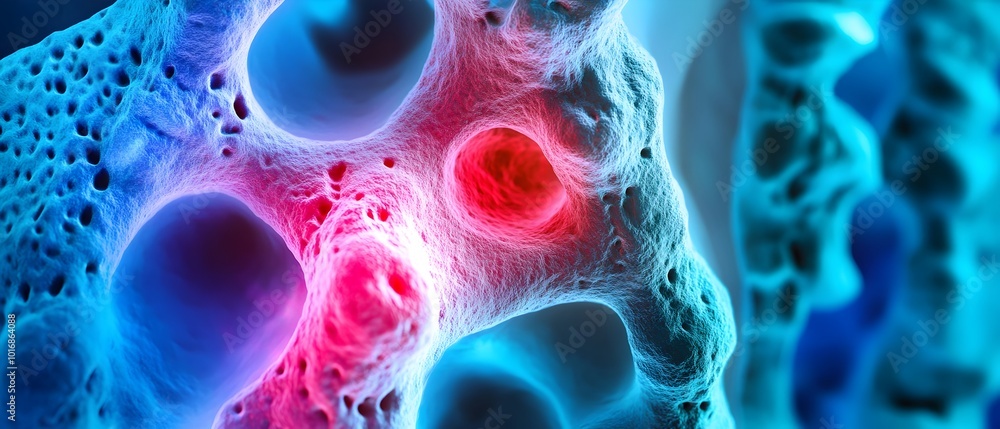 Close up view of a bone density scan image highlighting the detailed ...