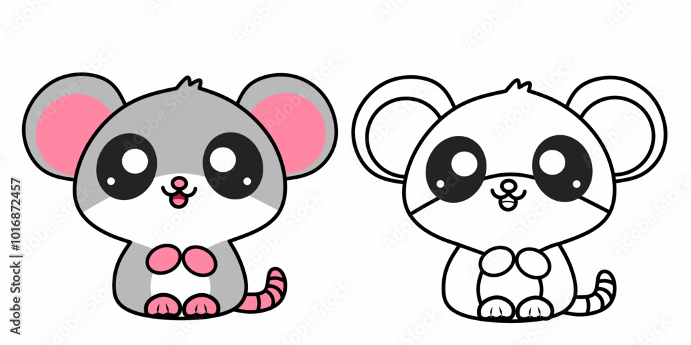 Mouse coloring pages for kids. Trace and color mouse. Animal outline ...