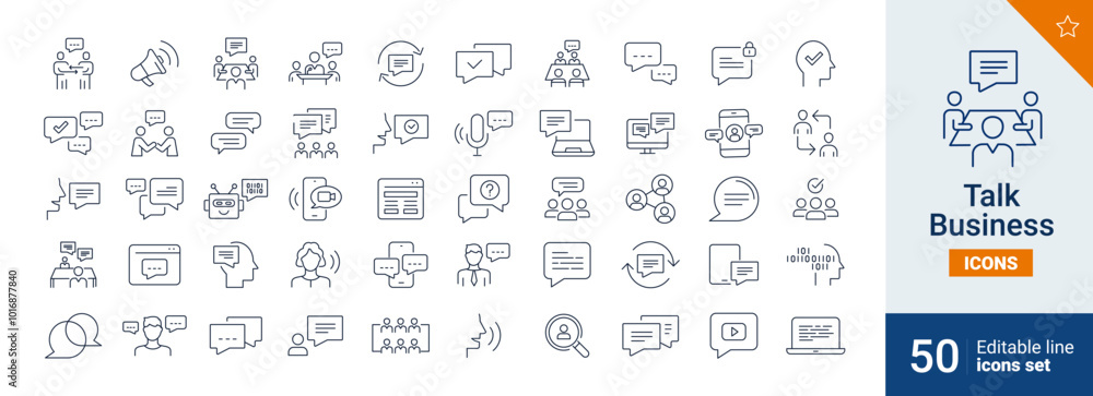 Talk icons Pixel perfect. Group, man, computer, ... Stock Vector ...