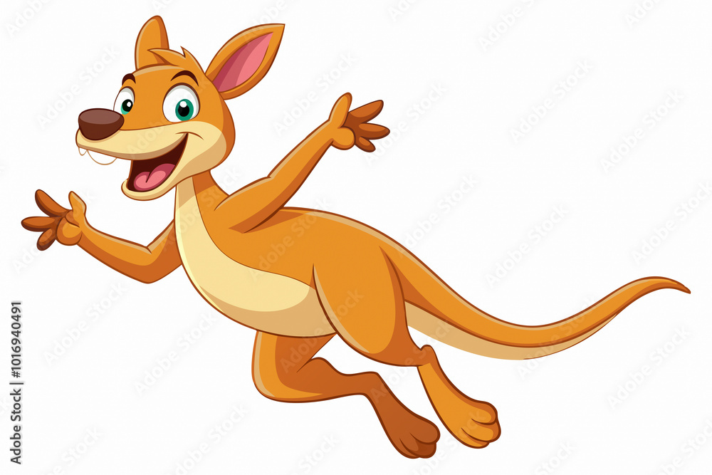 Engaging Image of a Grinning Kangaroo Isolated on White Background ...