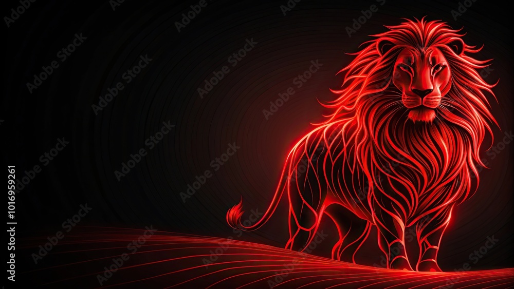 Abstract lion wallpaper in red and black color on dark background ...