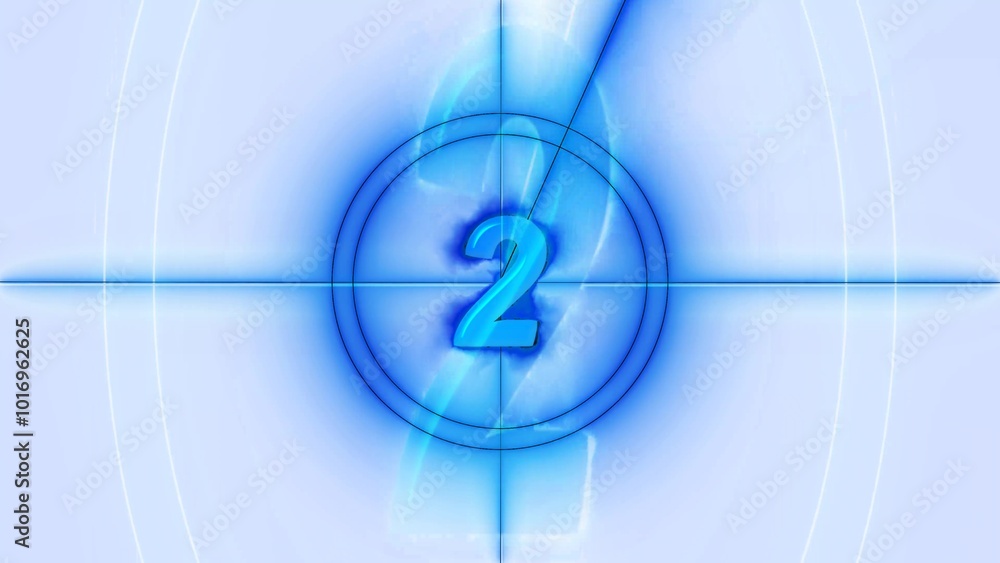 Blue color Countdown on white background, Counting down glowing blue ...