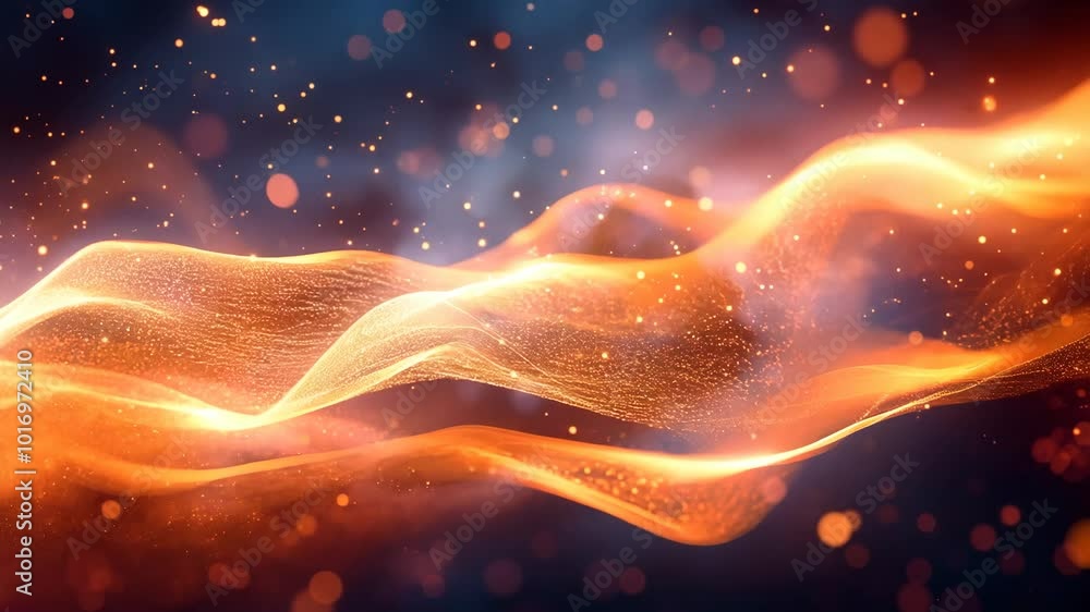 A bright orange line of fire is shown in the sky. The fire is ...