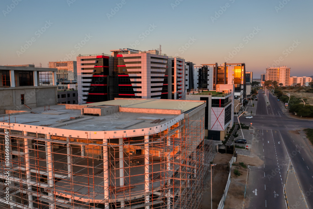 multistory building in construction, developments in CBD Gaborone Botswana, street view Stock ...