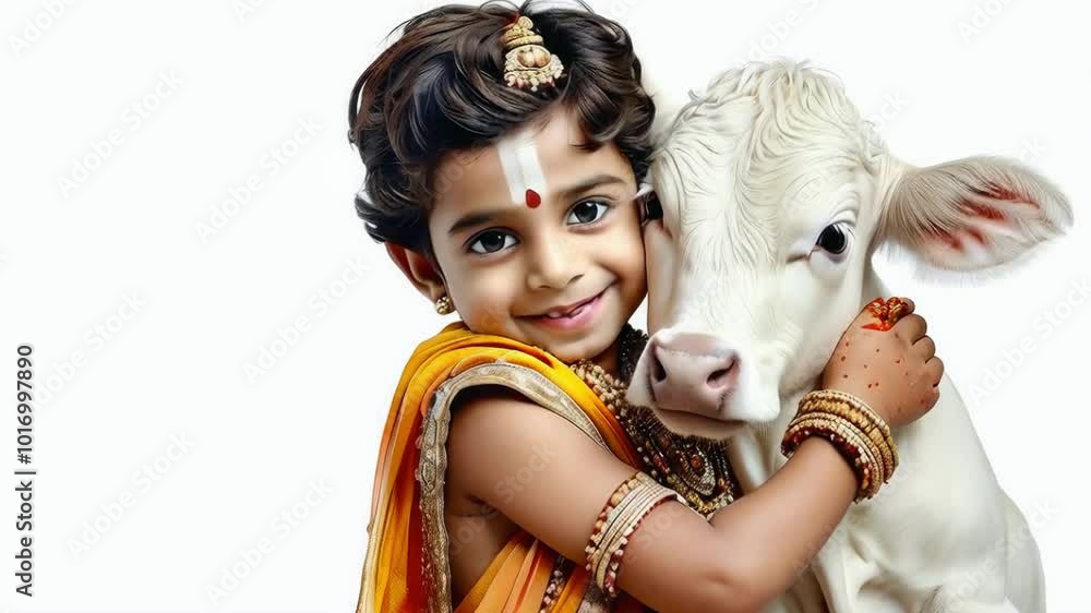 Tender Embrace of Krishna: Boy dressed as Lord Krishna in traditional ...