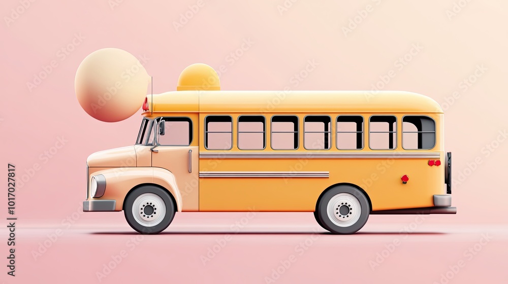 A retro-style school bus graphic, using vintage colors and textures ...