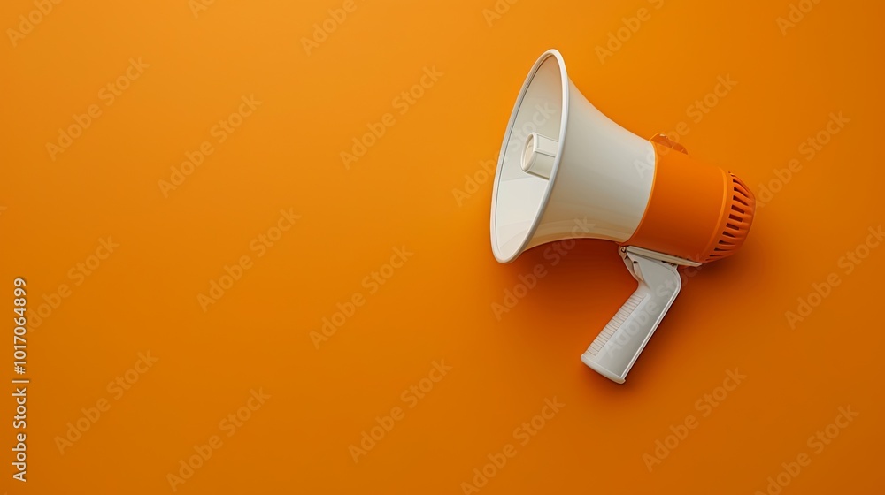 The megaphone, with its striking orange color, sits on a vibrant orange ...