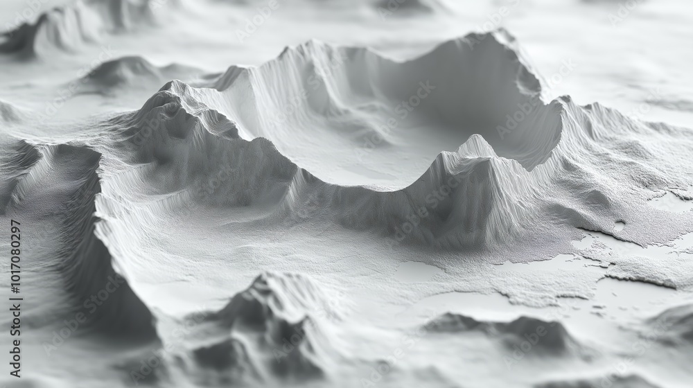 3D model of a rugged mountain terrain, depicting realistic topography ...