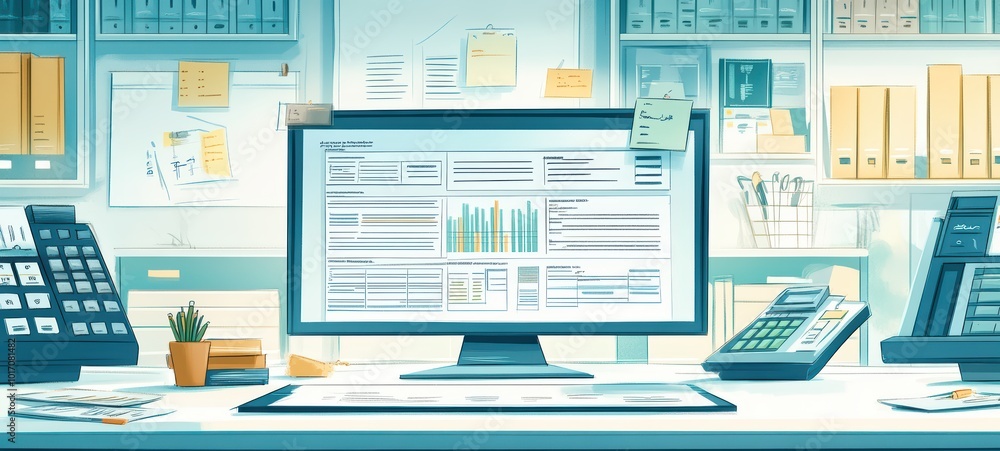 A detailed illustration of an income and expense statement, with ...