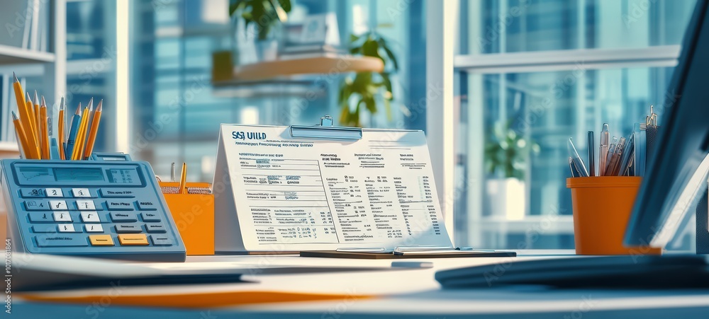 A detailed illustration of an income and expense statement, with ...