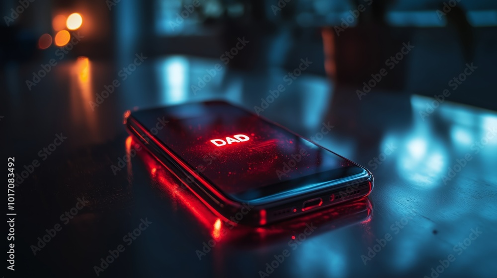 Mobile phone displaying an incoming call notification from Dad with the ...