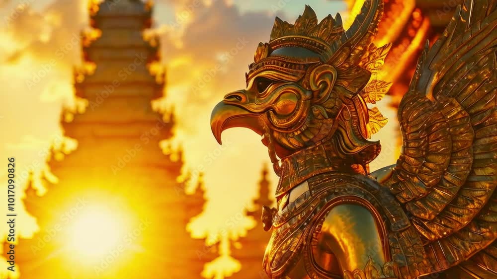 Majestic Garuda bird in ancient Hindu temple Prambanan Stock Video ...