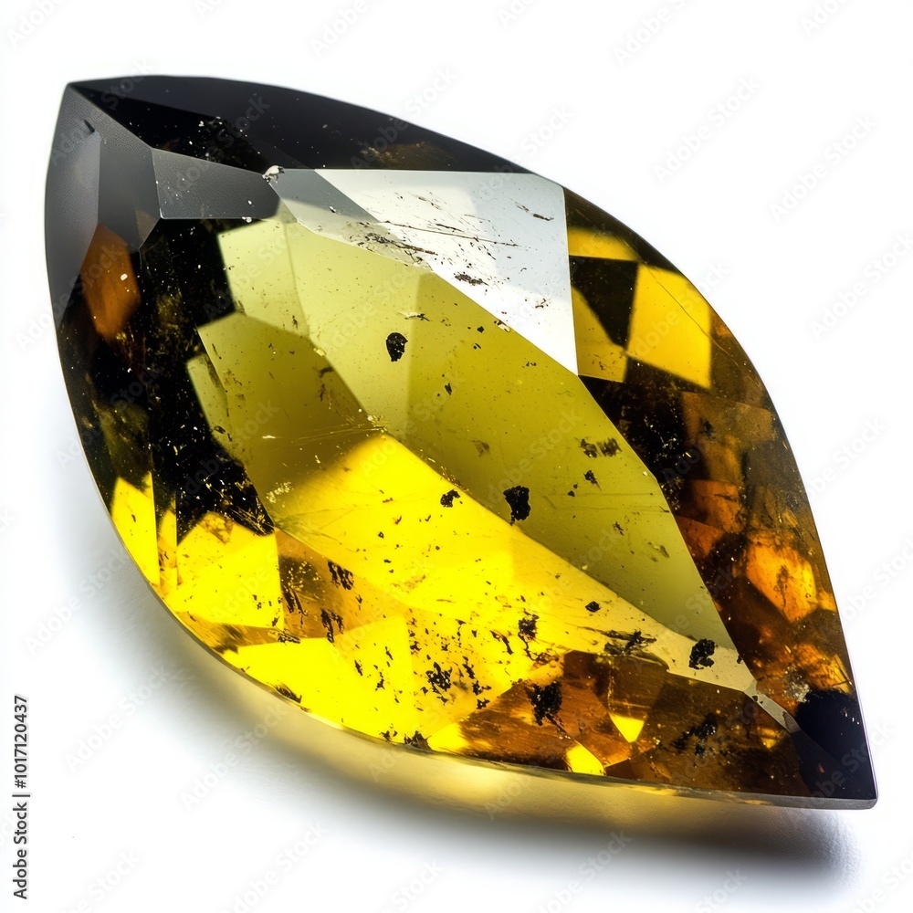 vivid yellow gemstone with black specks or inserts with intricate ...