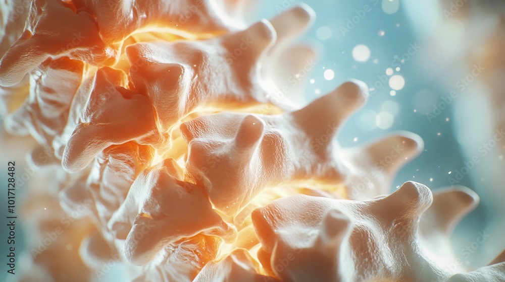 close-up of spinal problems, degenerated discs, scoliosis curvature ...