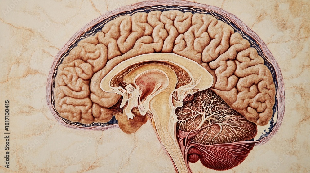 view of the human brain, highlighting the hippocampus and amygdala ...