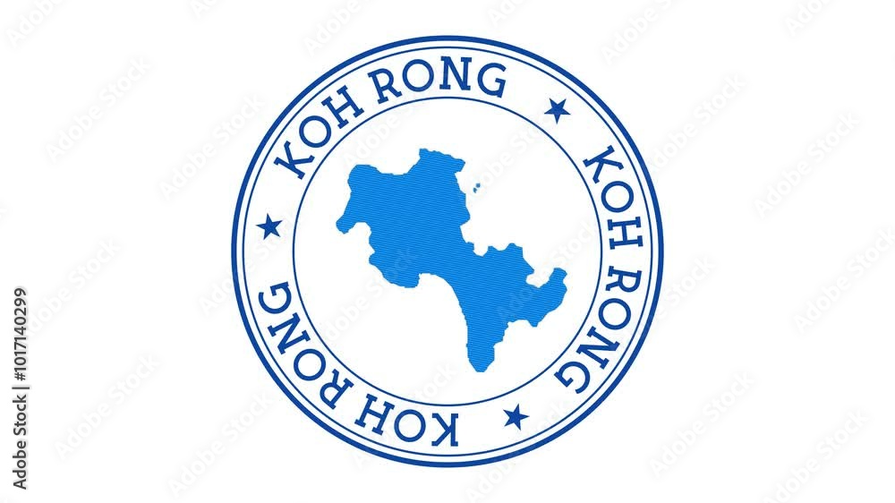 Koh Rong intro. Badge with the circular name and map of the island. Koh ...
